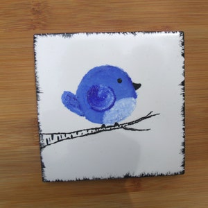 One Hand-painted Bird Coaster 4x4 Ceramic Tile Blue | Etsy
