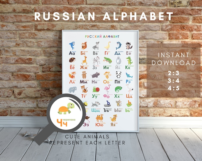 Russian Alphabet Alphabet Poster, Kids Room Decor ABC Print for Nursery ...