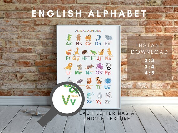 English Alphabet Alphabet Poster Kids Room Decor ABC - Etsy