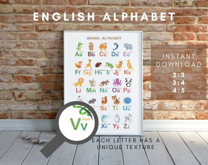 English Alphabet | Alphabet Poster, Kids Room Decor | ABC Print for ...