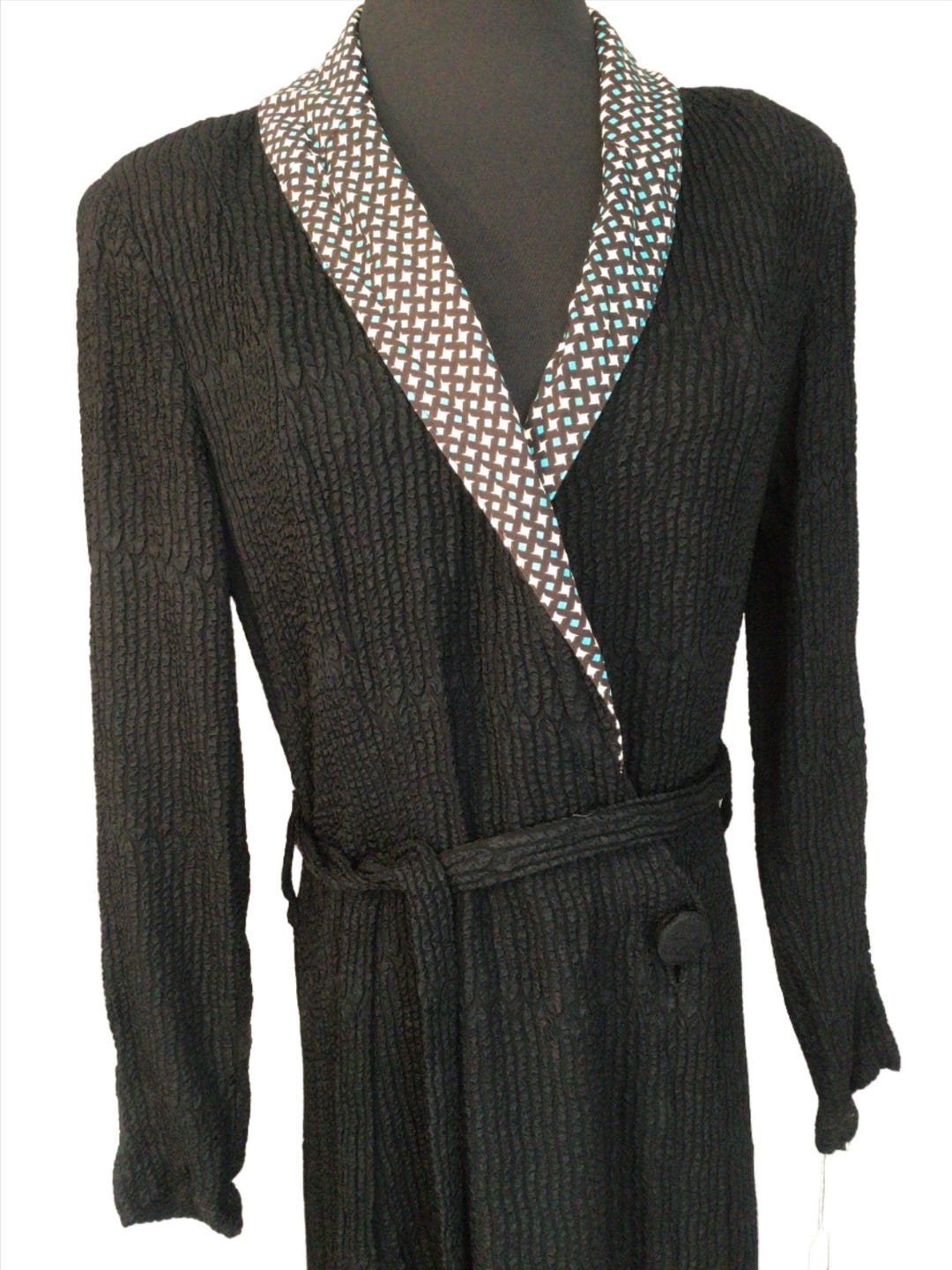 Authentic Vintage 1940s Black Ribbed Rayon Ladies Dressing Robe - Etsy
