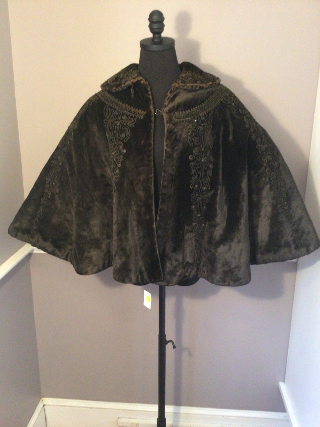 Antique Vintage Embroidered and Beaded Edwardian Velour Capelet - Etsy