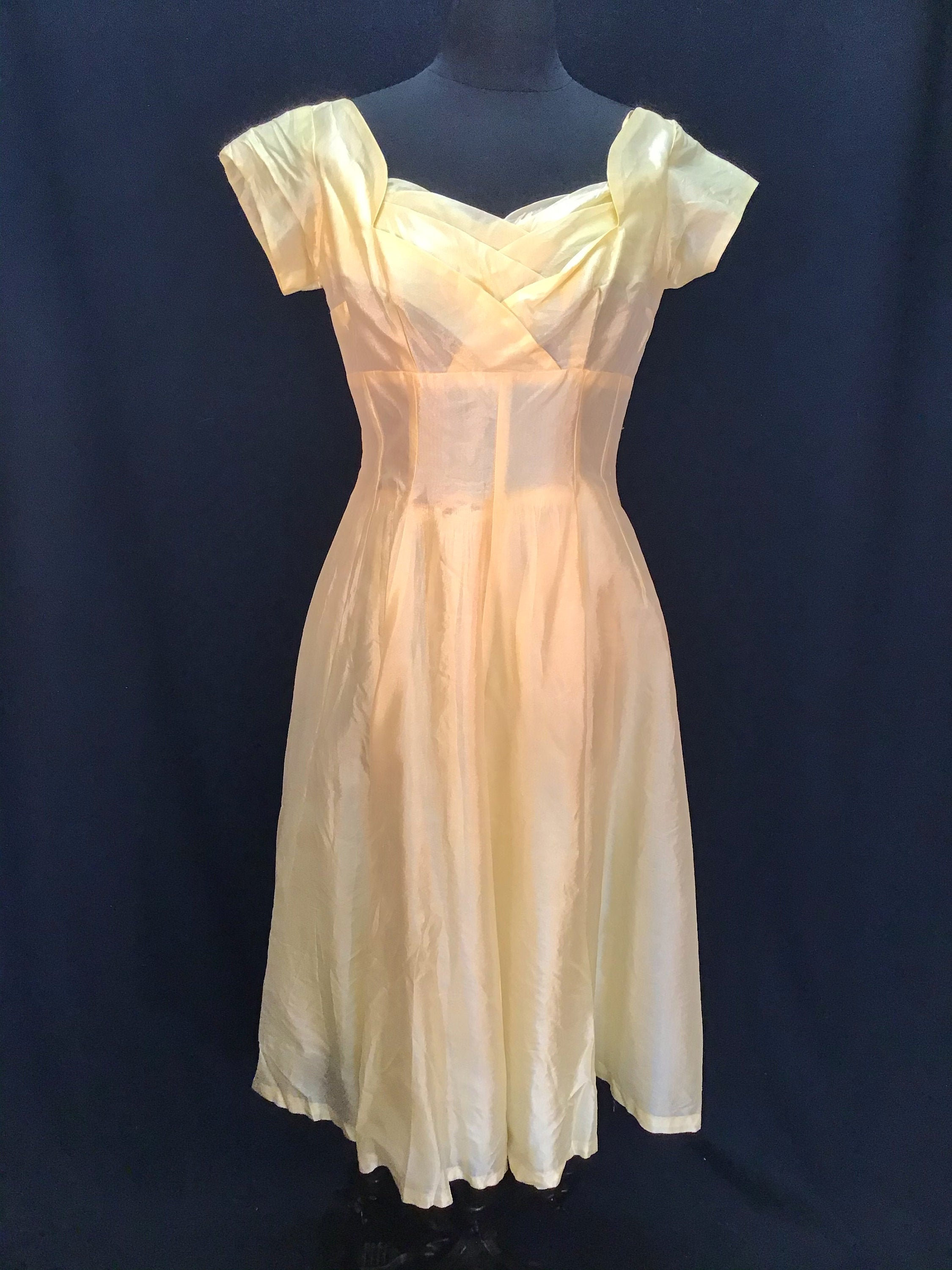 Vintage 1950s Pale Yellow Organza Rockabilly Dress - Etsy