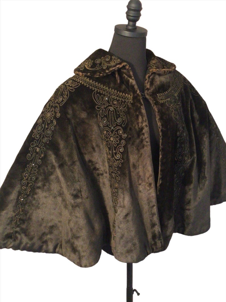 Antique Vintage Embroidered and Beaded Edwardian Velour Capelet - Etsy