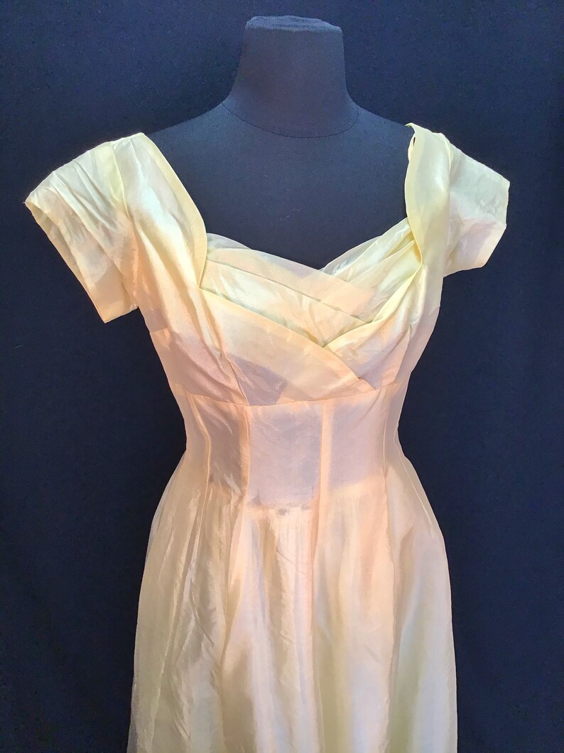 Vintage 1950s Pale Yellow Organza Rockabilly Dress - Etsy
