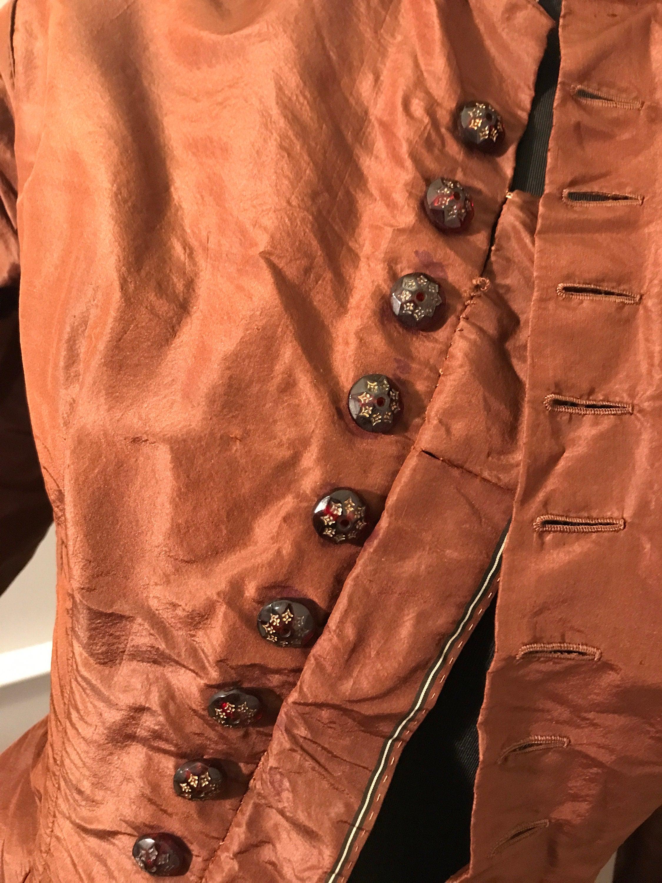 Authentic Vintage Victorian 1869 1870s Brown Silk Bodice With Red Glass ...