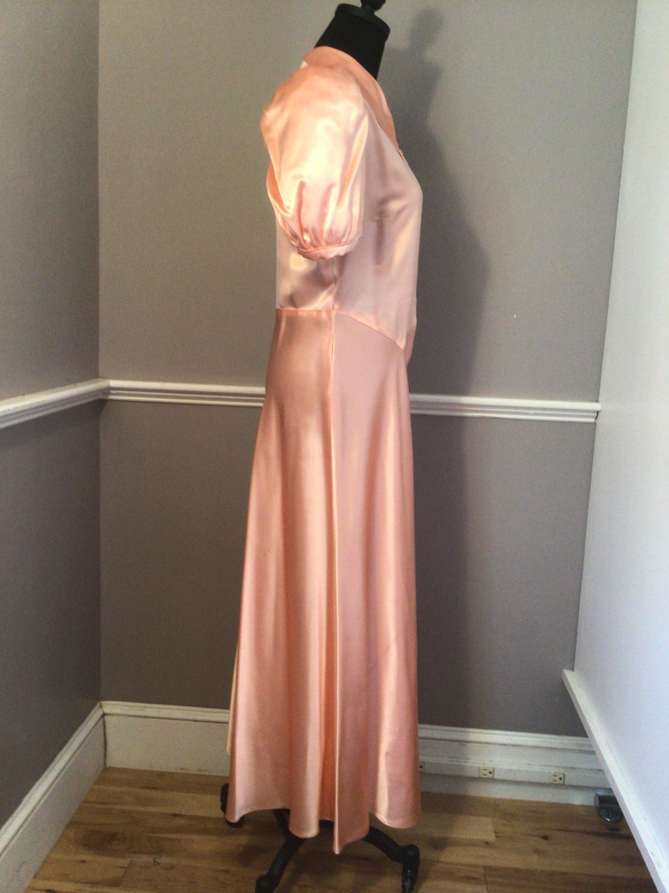 Authentic Vintage 1940s Pink Silk Satin Dress Gown - Etsy