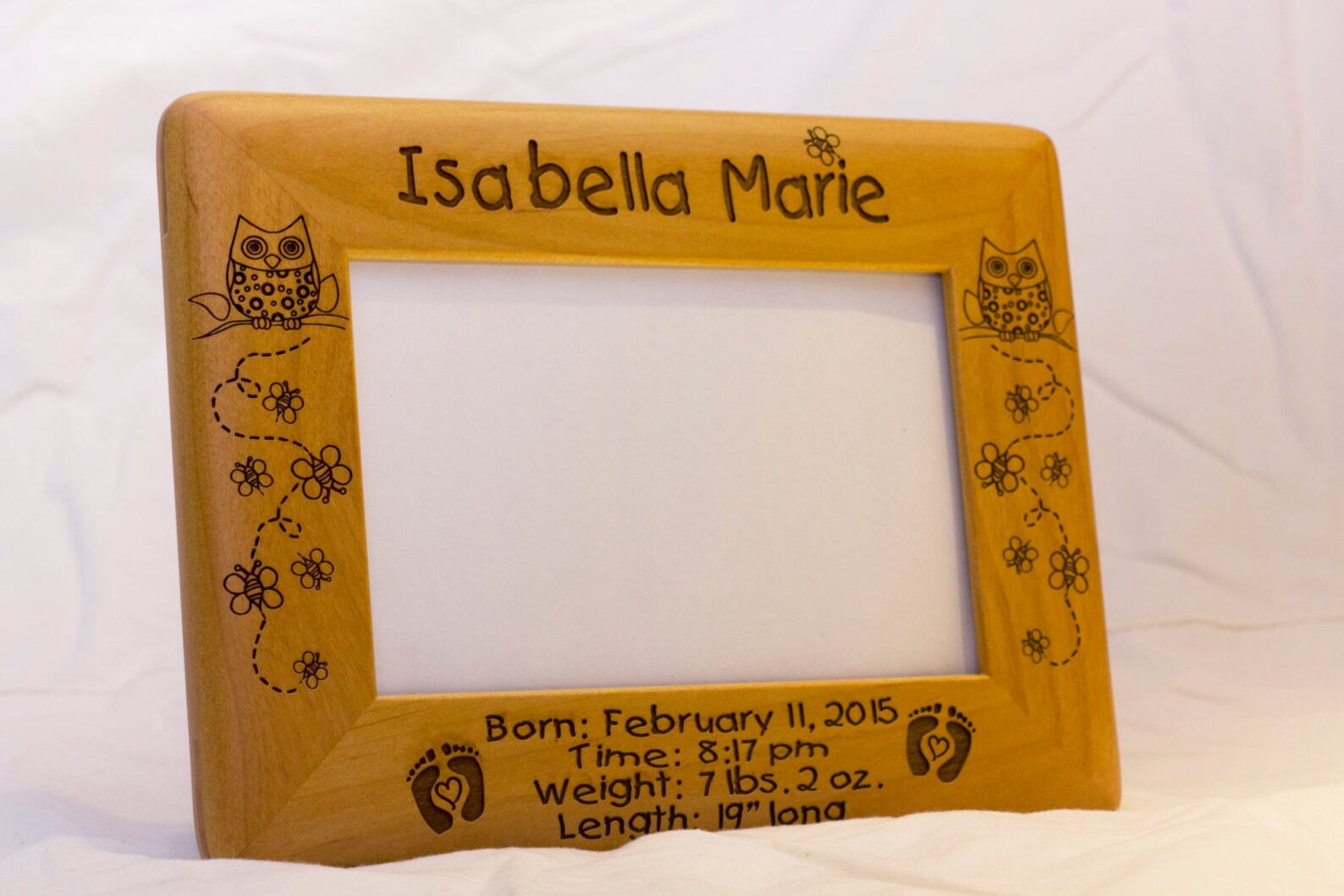 Personalized Photo Frame, Engraved Wood Frame, Baby Gift, Custom ...