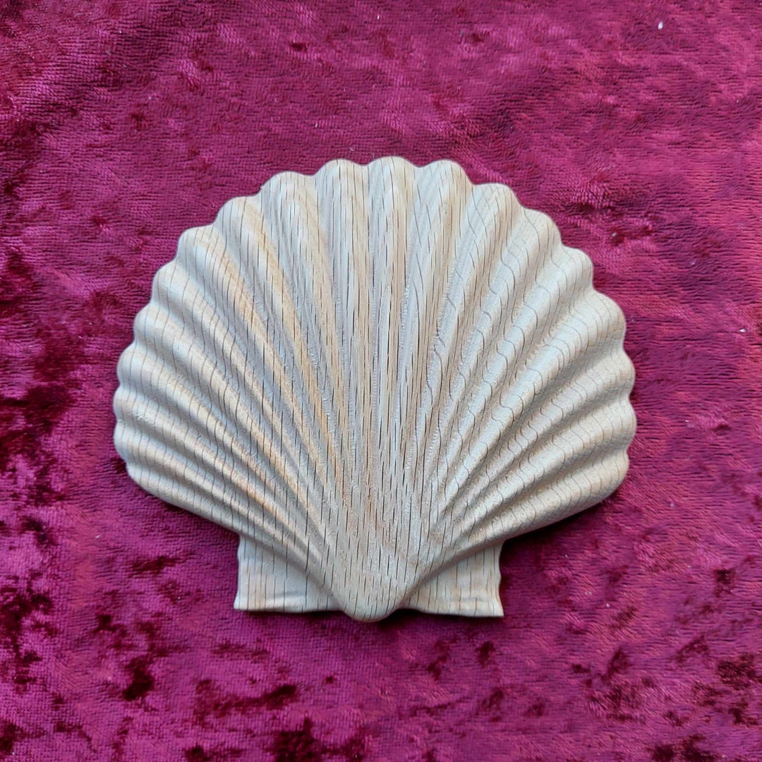 Solid Oak Wood Carved Seashell Oak Furniture Onlay Decor Ideal for ...