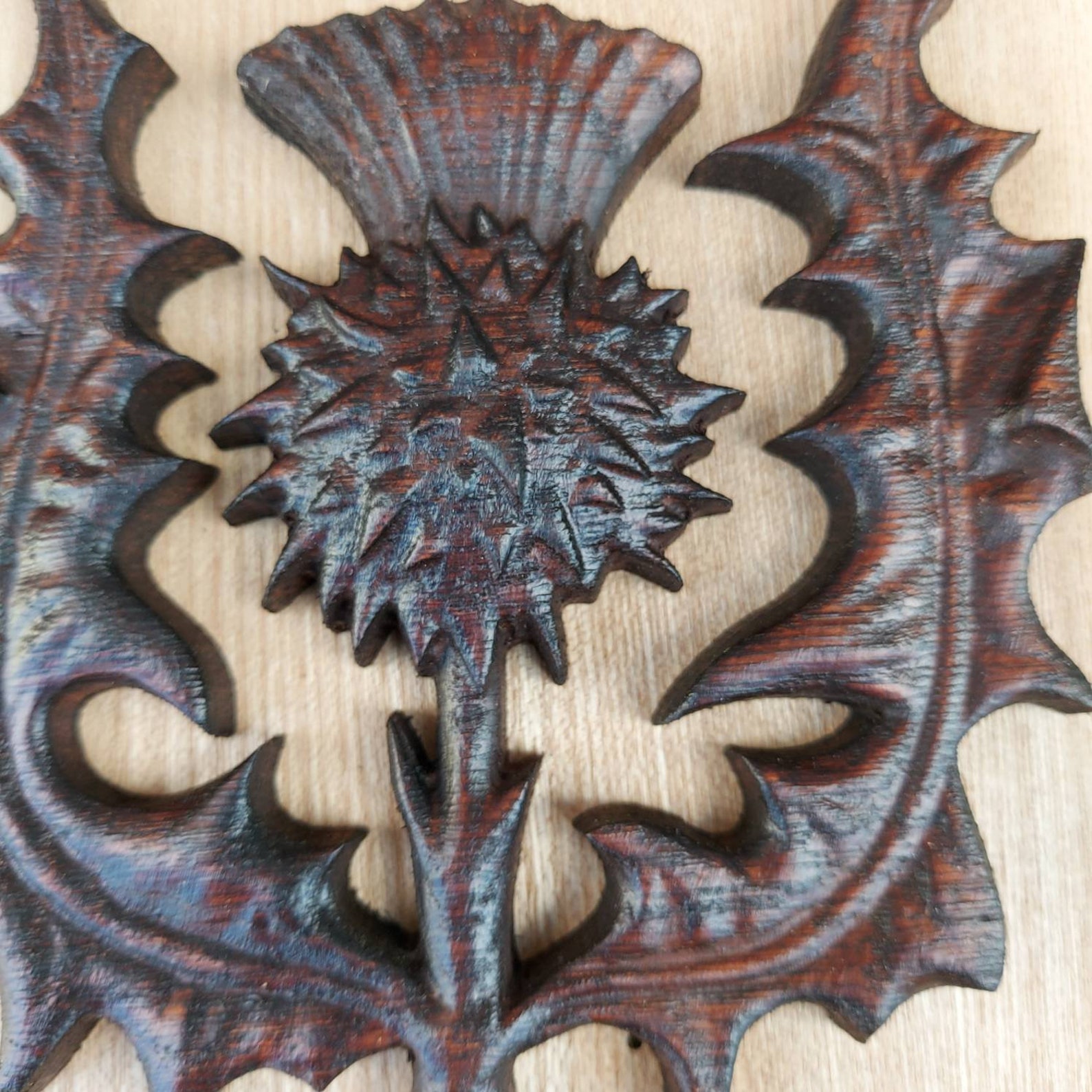Scottish Thistle Wood Carving Flower of Scotland Onlay Oak - Etsy UK