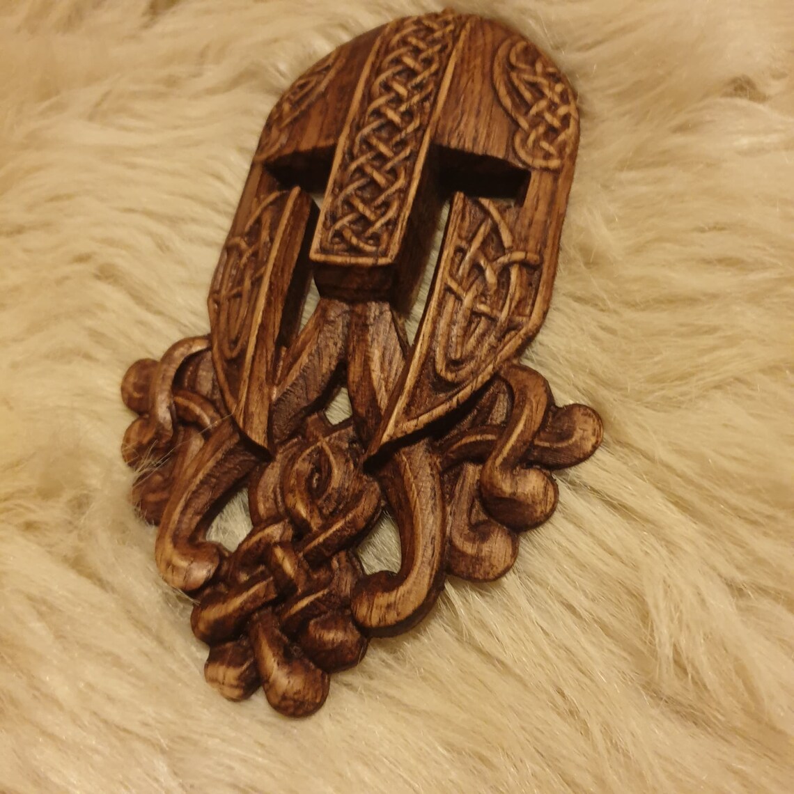 Viking Celtic Wood Carving Mask Odin Thor Norse Pagan Onlay | Etsy UK