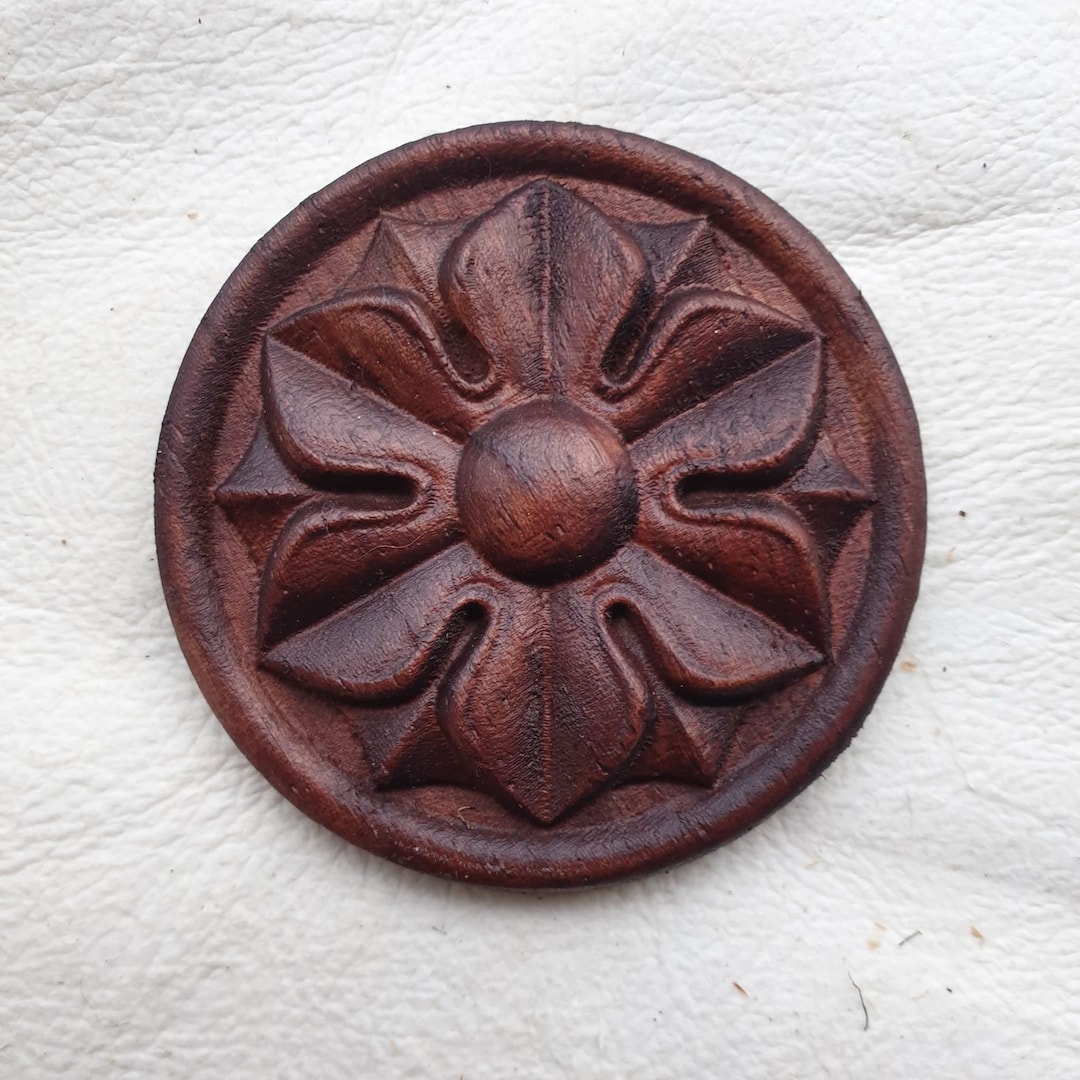 Furniture Flower Solid Stained Wood Carved Onlay Decor Fireplace Decor ...