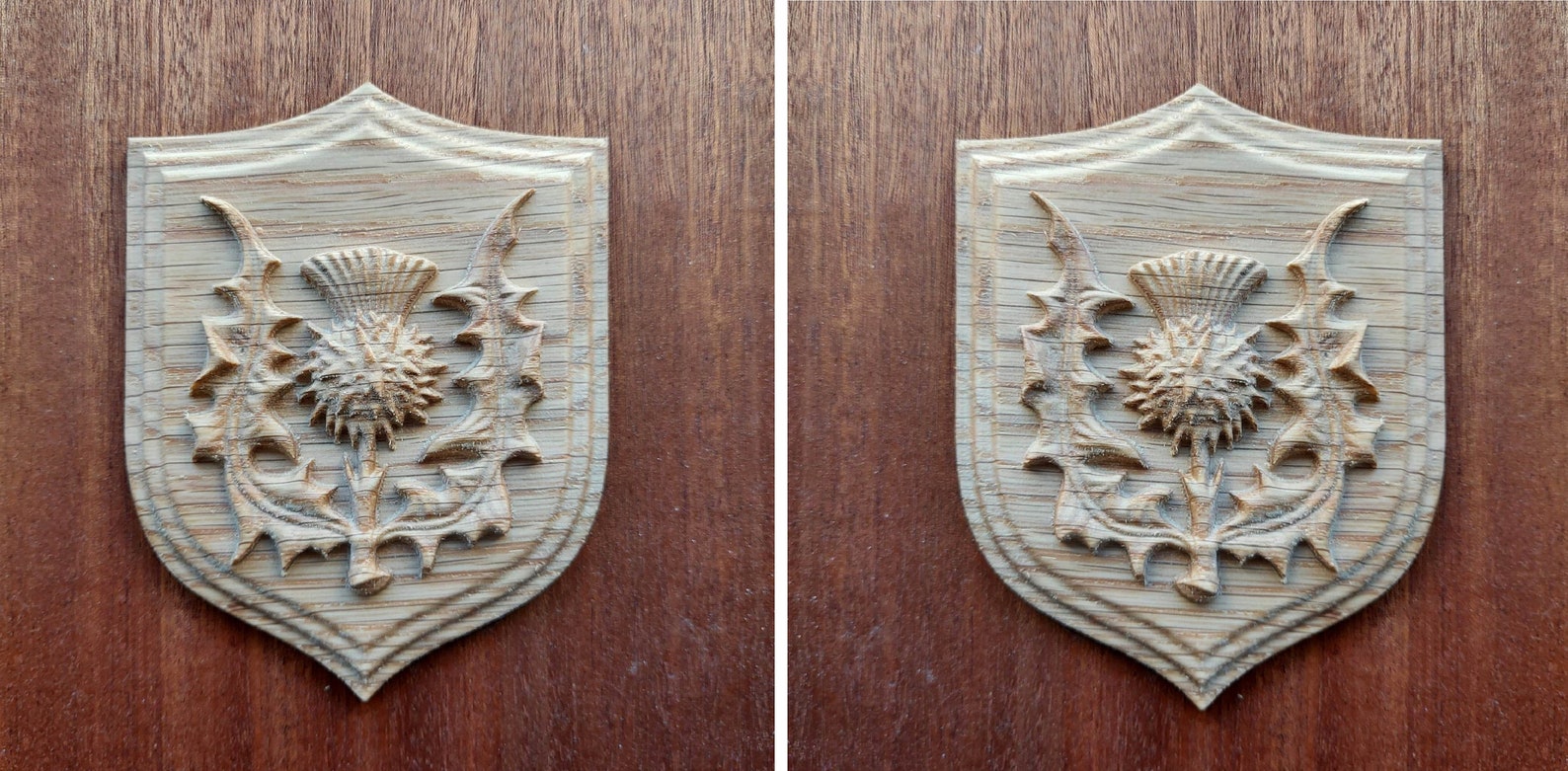 Scottish Thistle Shield Wood Carving Flower of Scotland Onlay Oak ...
