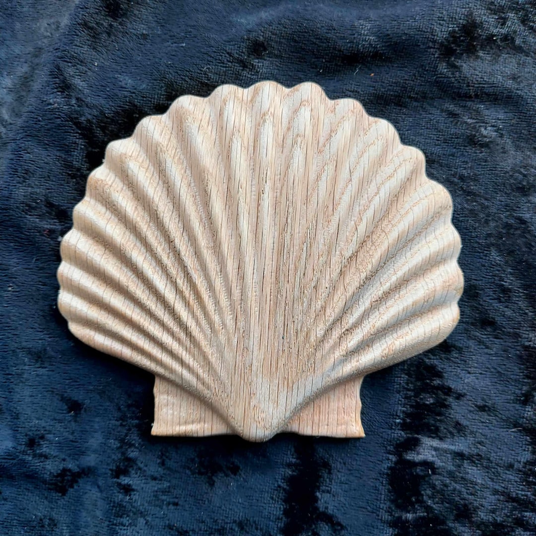 Solid Oak Wood Carved Seashell Oak Furniture Onlay Decor Ideal for ...