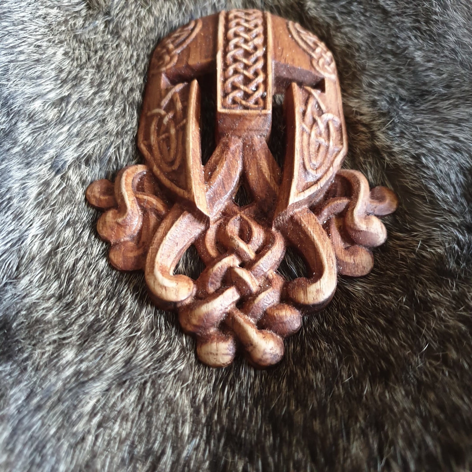 Viking Celtic Wood Carving Mask Odin Thor Norse Pagan Onlay Helmet ...