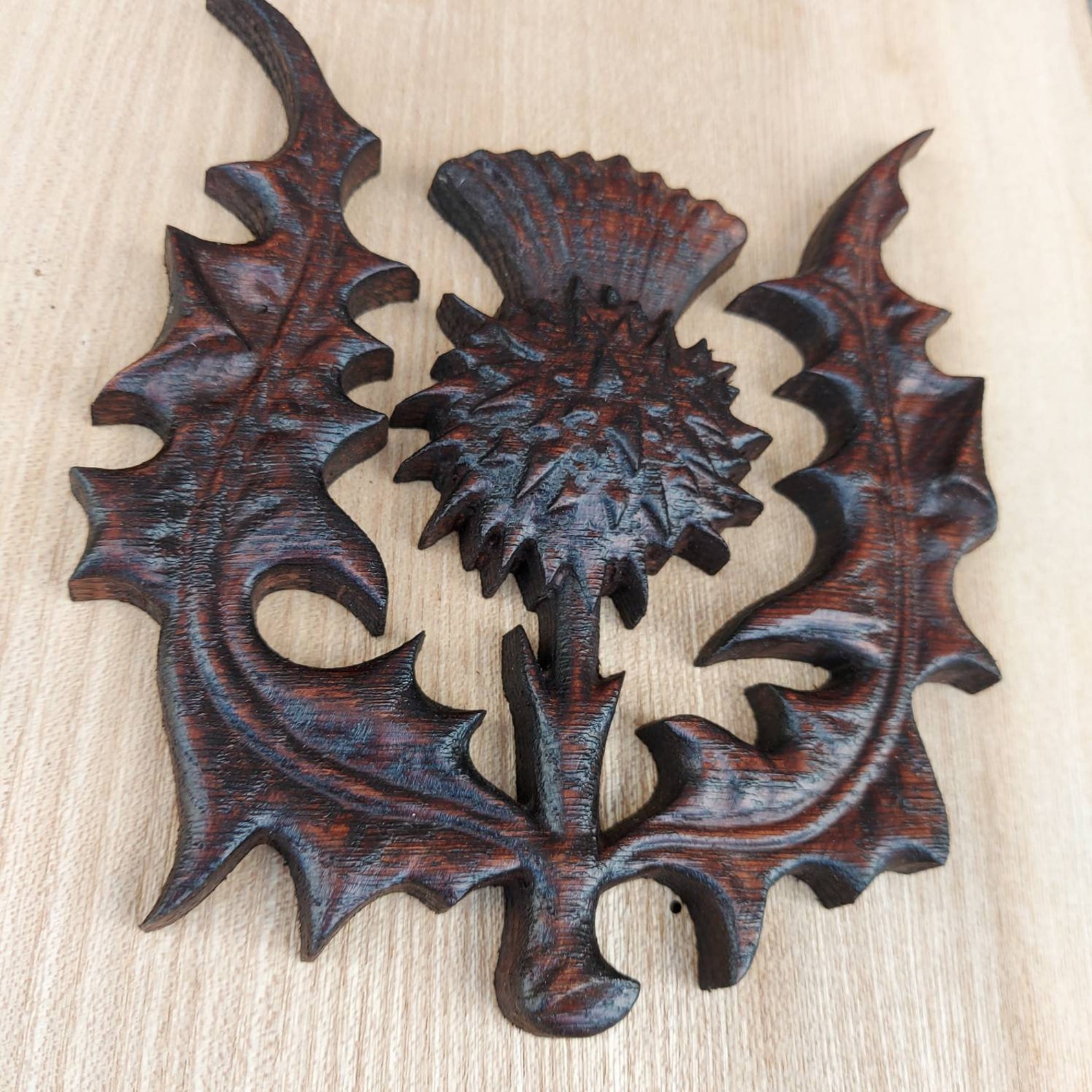Scottish Thistle Wood Carving Flower of Scotland Onlay Oak - Etsy UK