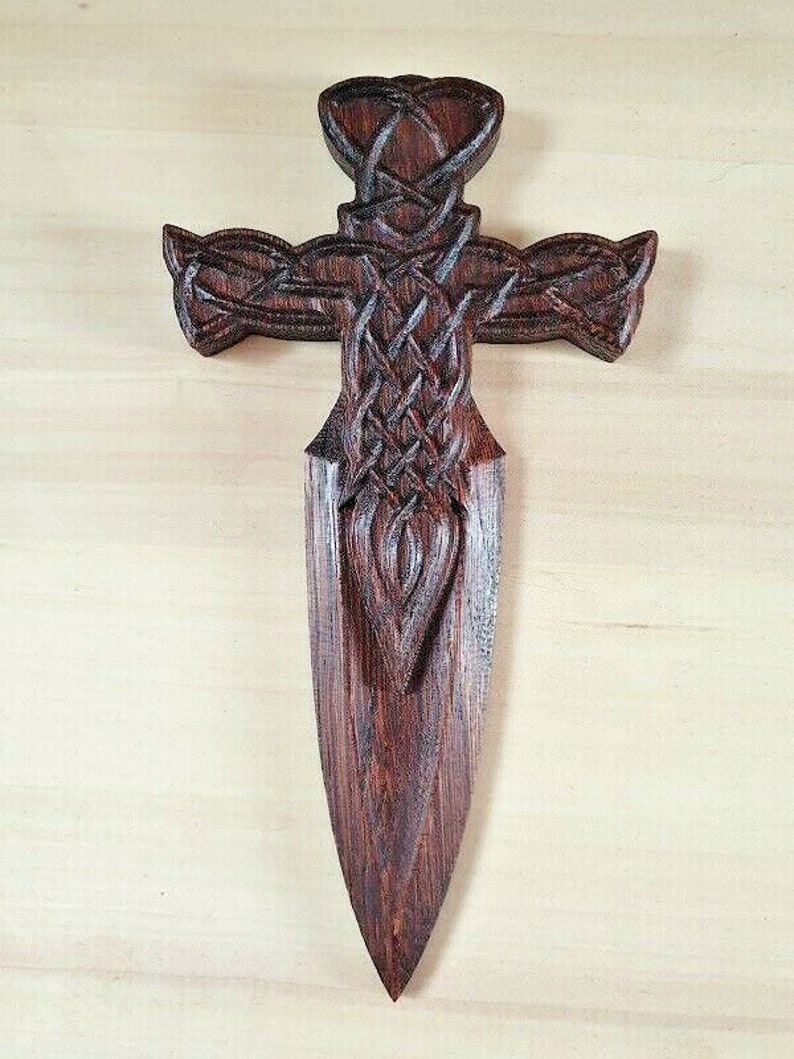 Scottish Celtic Dagger Cross Oak Wood Carving Oak Onlay - Etsy