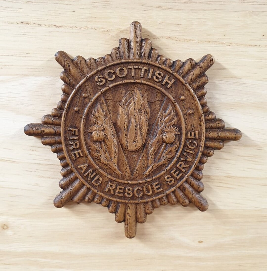Scottish Fire and Rescue Badge Wood Carving Carved From Scottish Oak ...