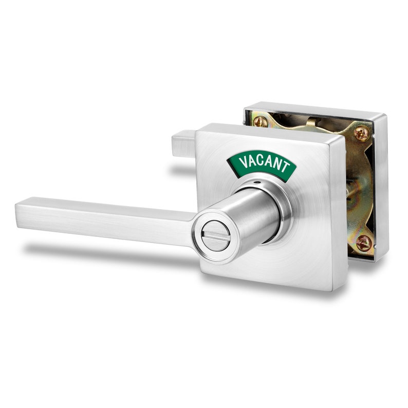 Square Privacy Reversible Indicator Door Lock Solstice Lever in Satin ...