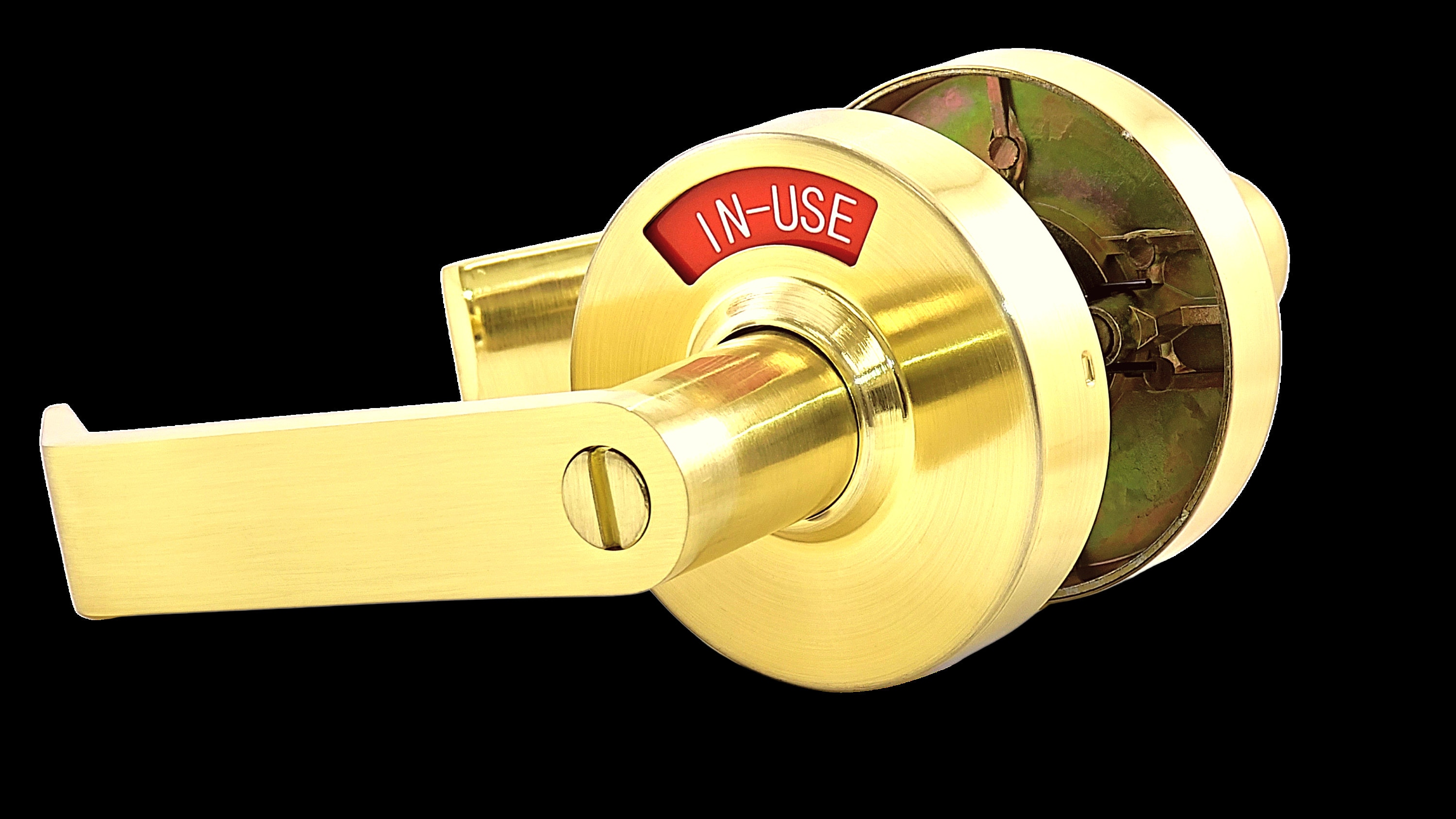 ADA Door Lock With Indicator in Satin Brass - Left-handed or Right ...