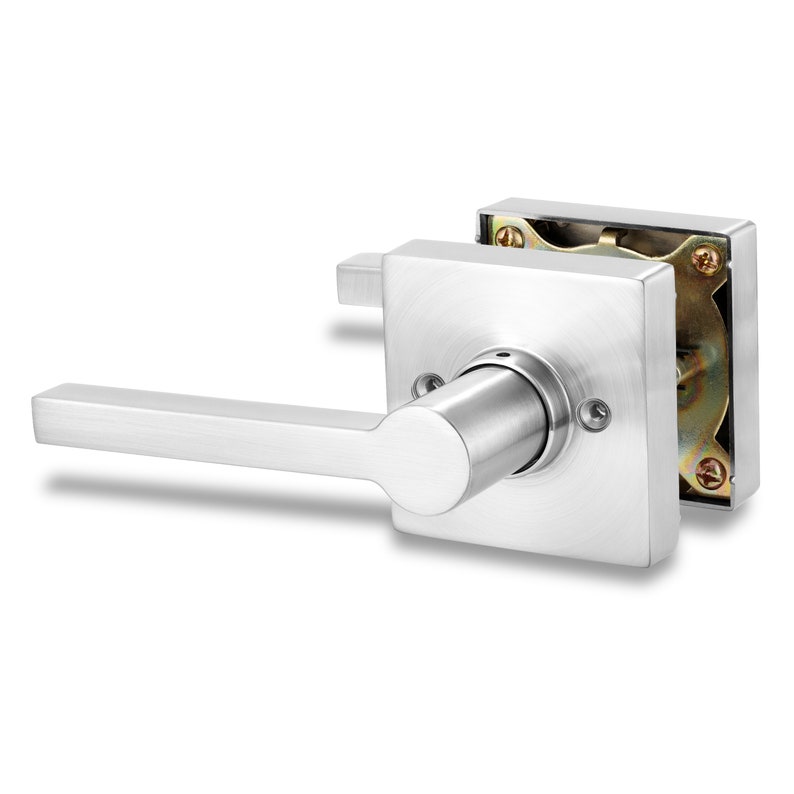 Square Privacy Reversible Indicator Door Lock Solstice Lever in Satin ...