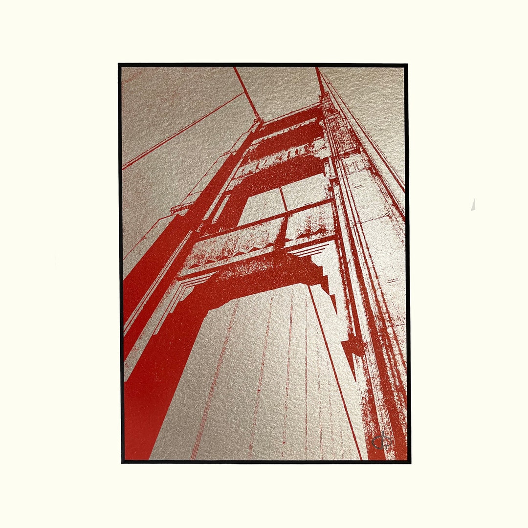 Golden Gate Bridge Monoprint Art Print - Etsy