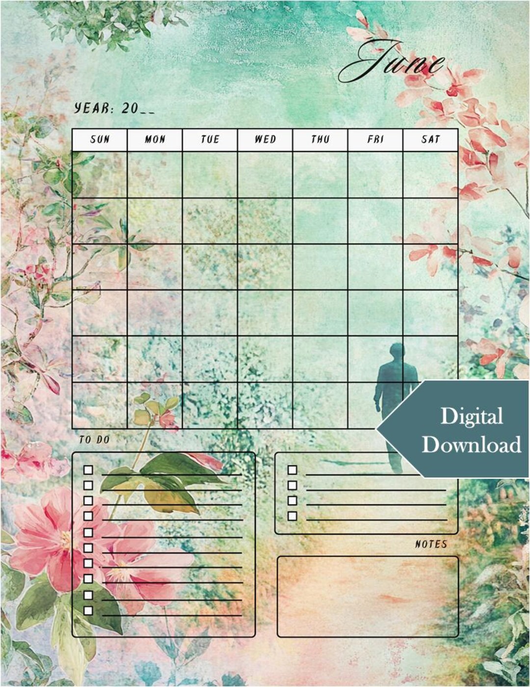 Undated Calendar, Summer Months: June, July, and August With To-do List ...