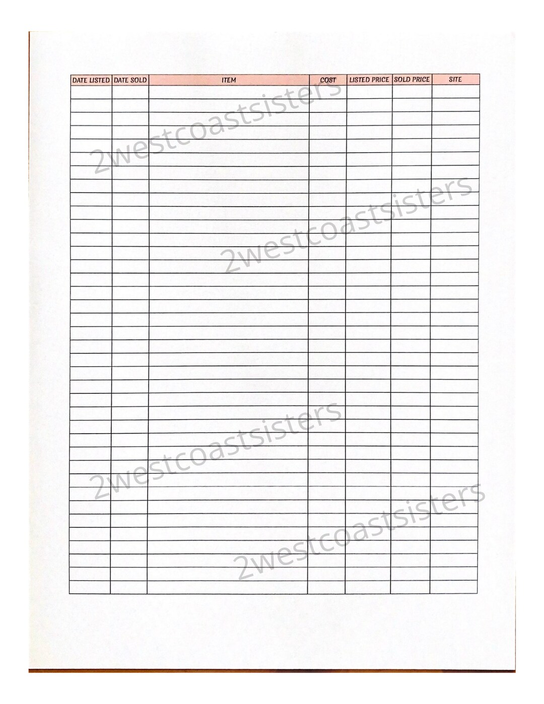 Resale Aid Template, Downloadable, Track Sales, Resale Tool, PDF ...