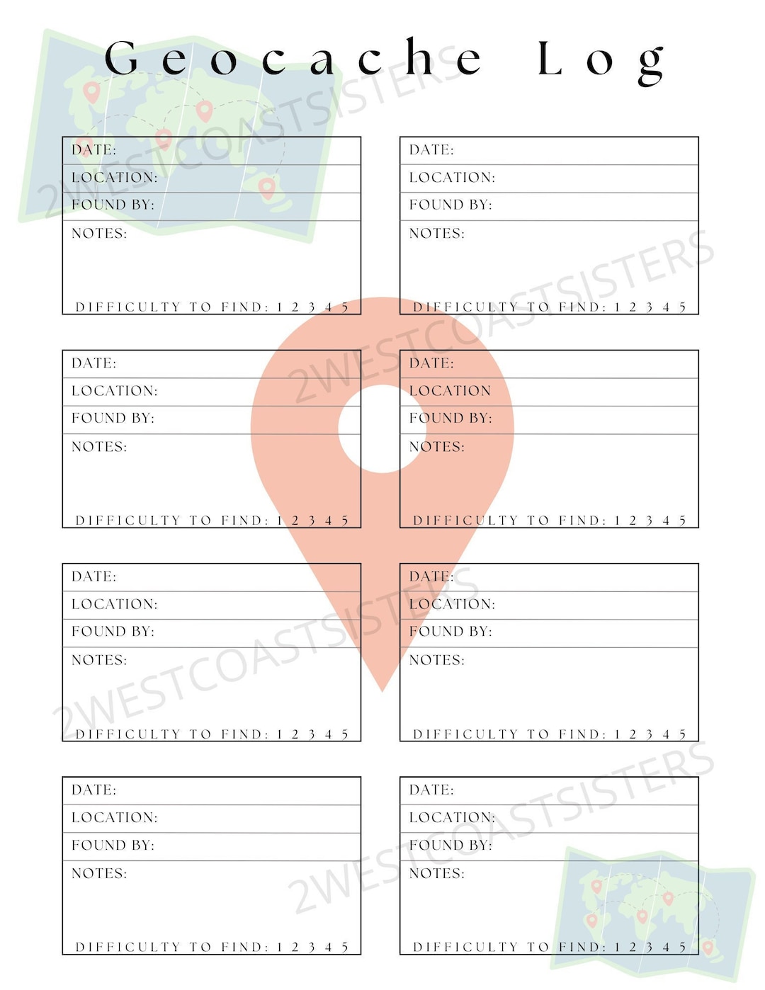 Geocache Log for Journal, Personal Geocache Log, Family Geocaching ...