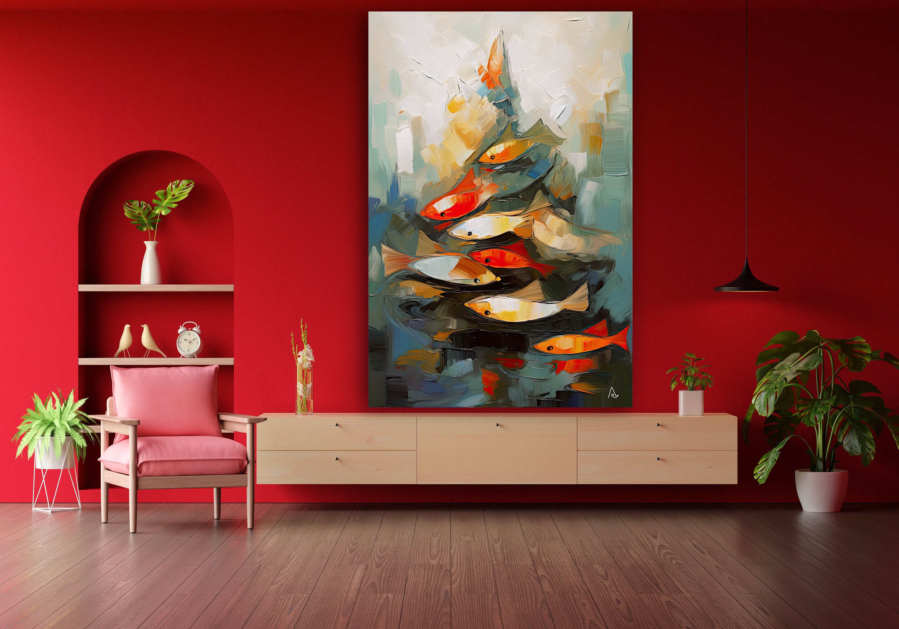 Good Luck Art Koi Fish Japanese Art Fortune Art Large - Etsy