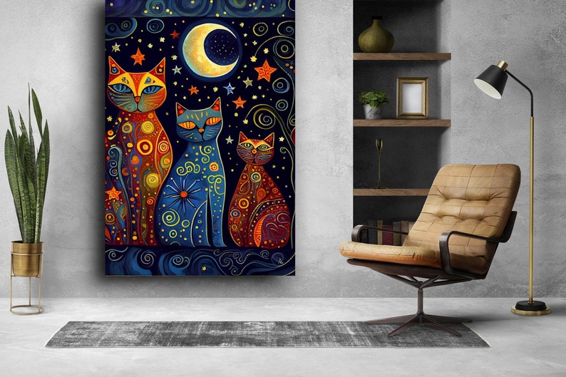 Cat Art Cute Children Room Art Animal Print Decorative - Etsy