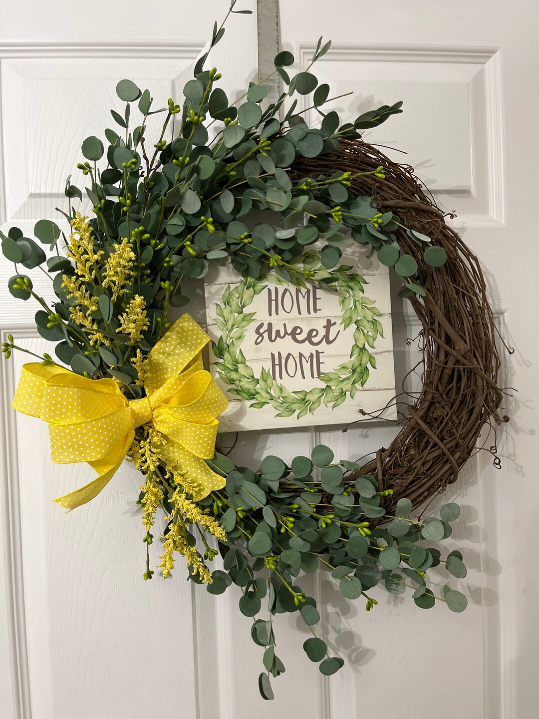 Home Sweet Home Spring/ Summer Wreath. Greenery Wreath - Etsy
