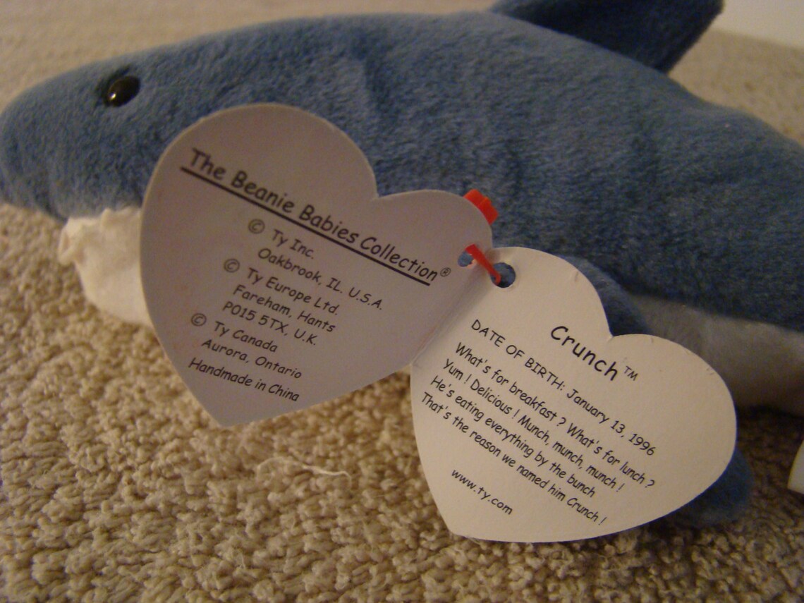 Ty Beanie Baby CRUNCH the SHARK - Etsy