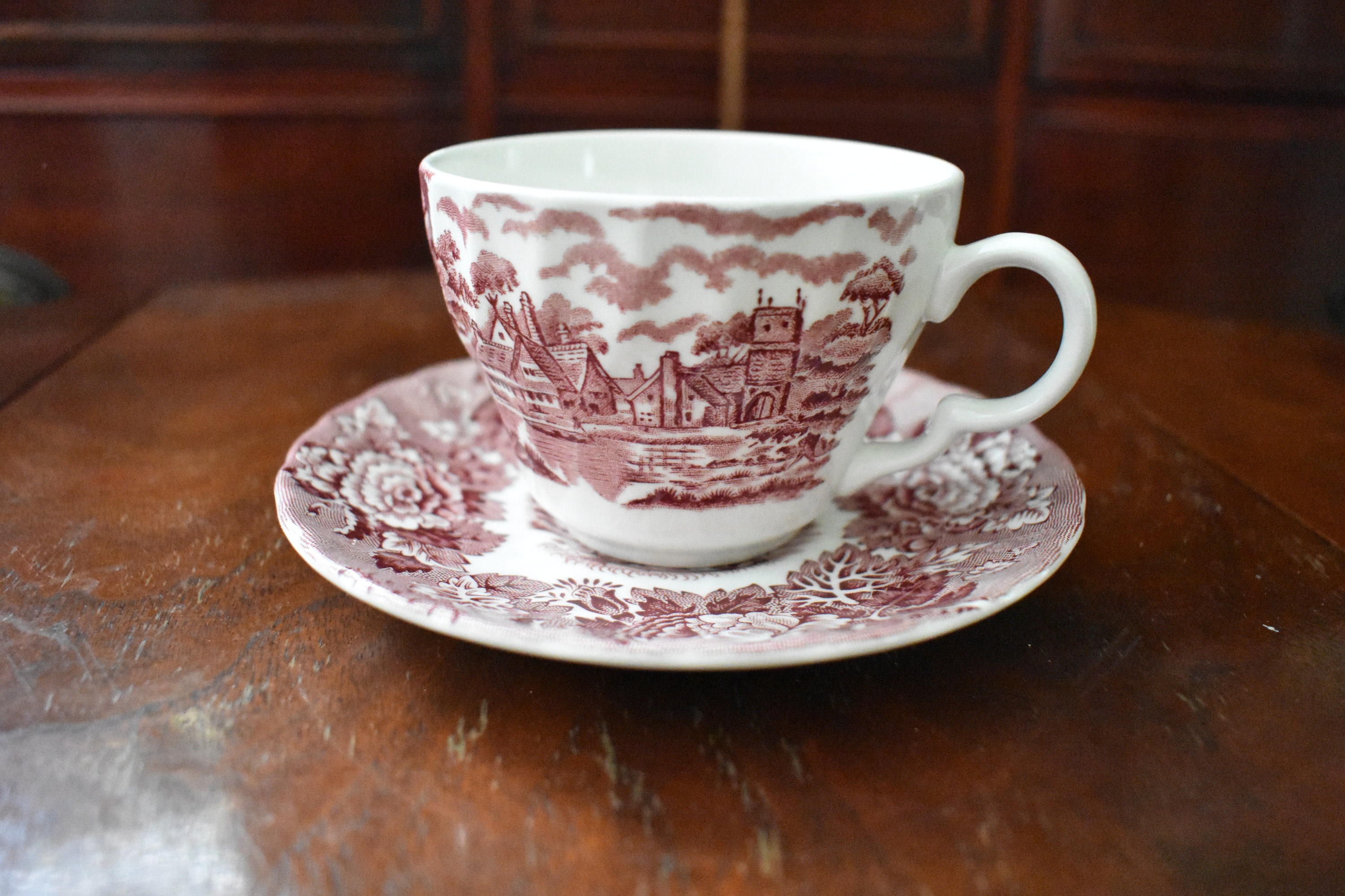 Red Transferware Tea Cup Wood and Sons England B22 - Etsy