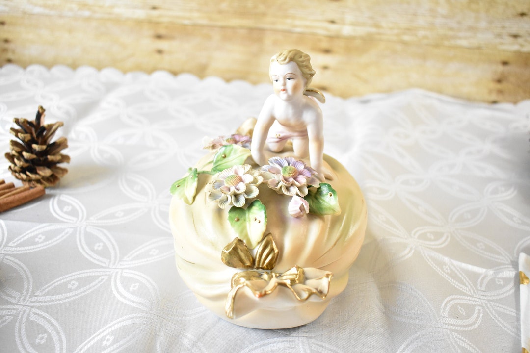 Angel Box Rare Japan Moriyama Porcelain Box, Moriyama Trinket Box ...