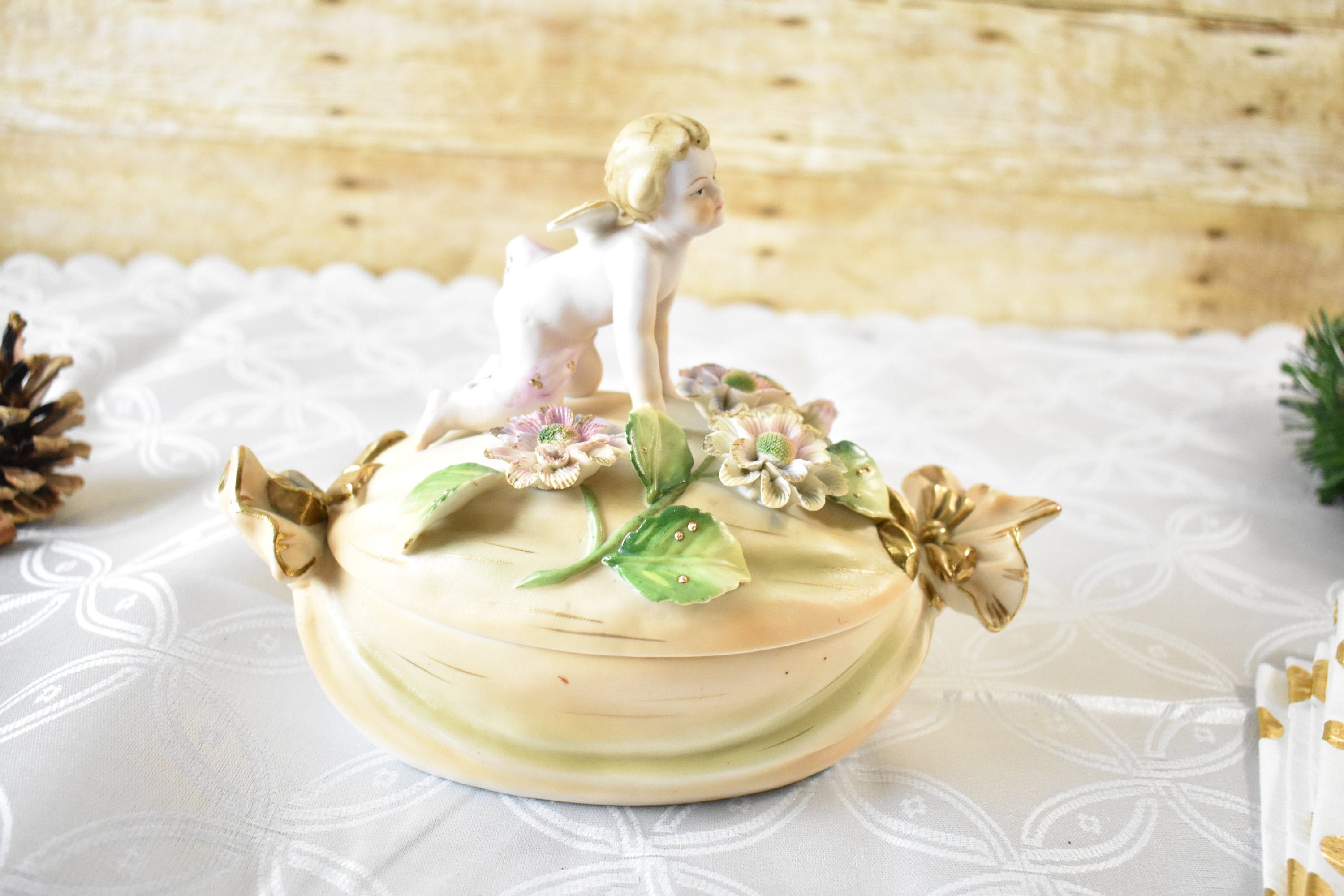 Angel Box Rare Japan Moriyama Porcelain Box Moriyama Trinket - Etsy