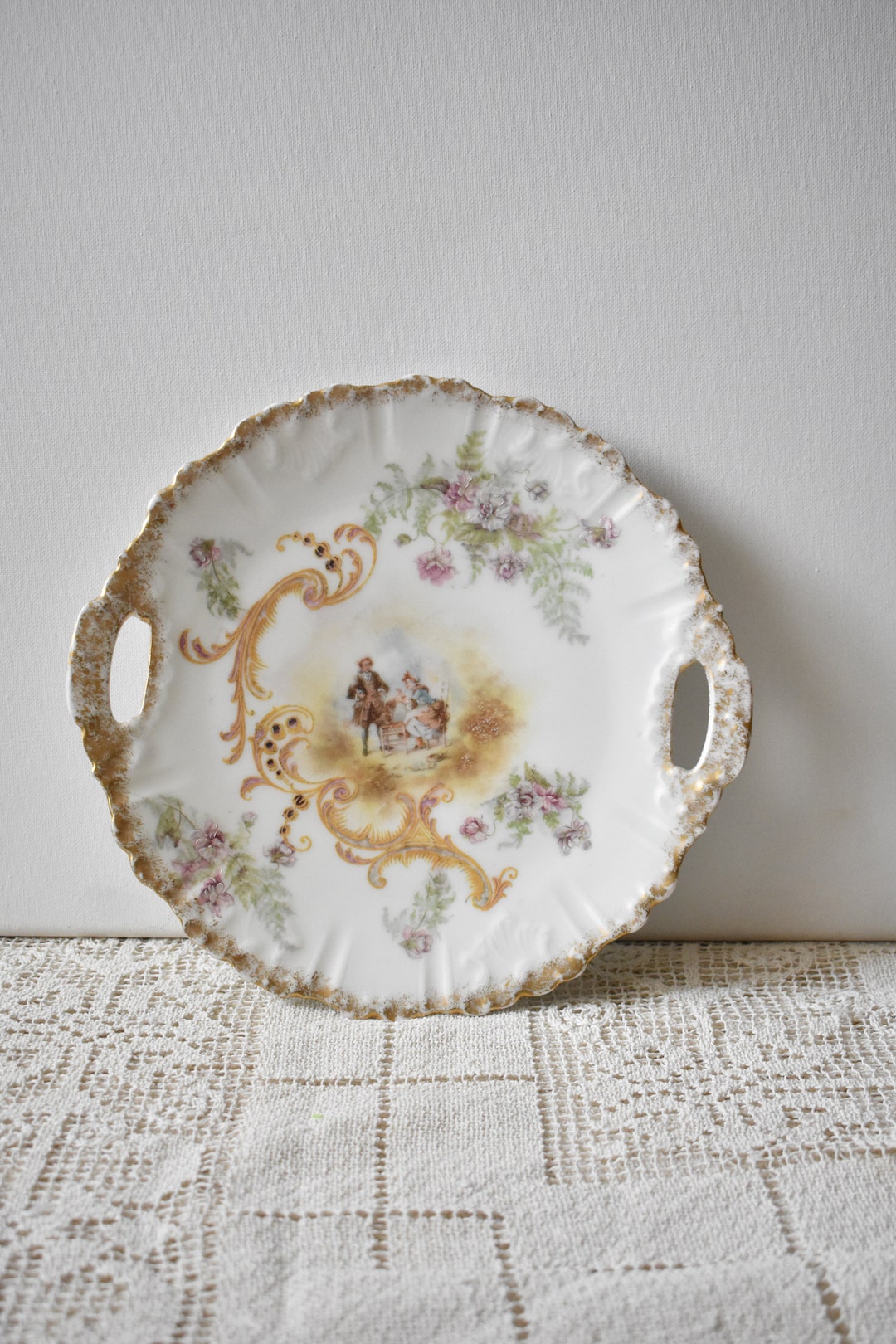 Limoges Cream Antique Cabinet Plate Courting Couple Pattern Fine China ...