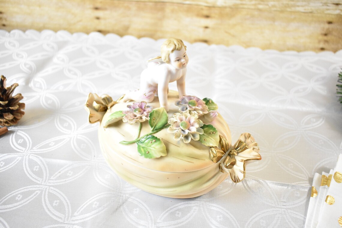 Angel Box Rare Japan Moriyama Porcelain Box Moriyama Trinket - Etsy