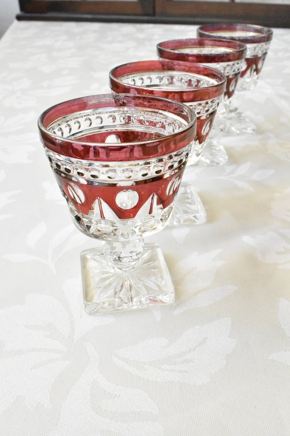 4 Vintage Indiana Colony Glass Park Lane Champagne Ruby Red | Etsy