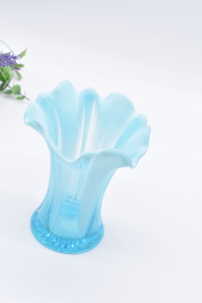 Aqua Blue Glass Vase, Turquoise Blue Art Glass Vase, Collectible ...