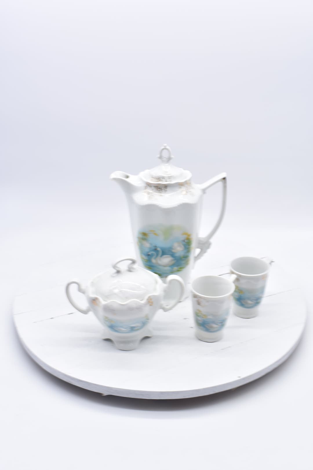 Vintage Germany Chocolate Pot Set With Swan - Etsy