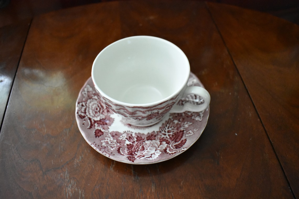 Red Transferware Tea Cup Wood and Sons England B22 - Etsy