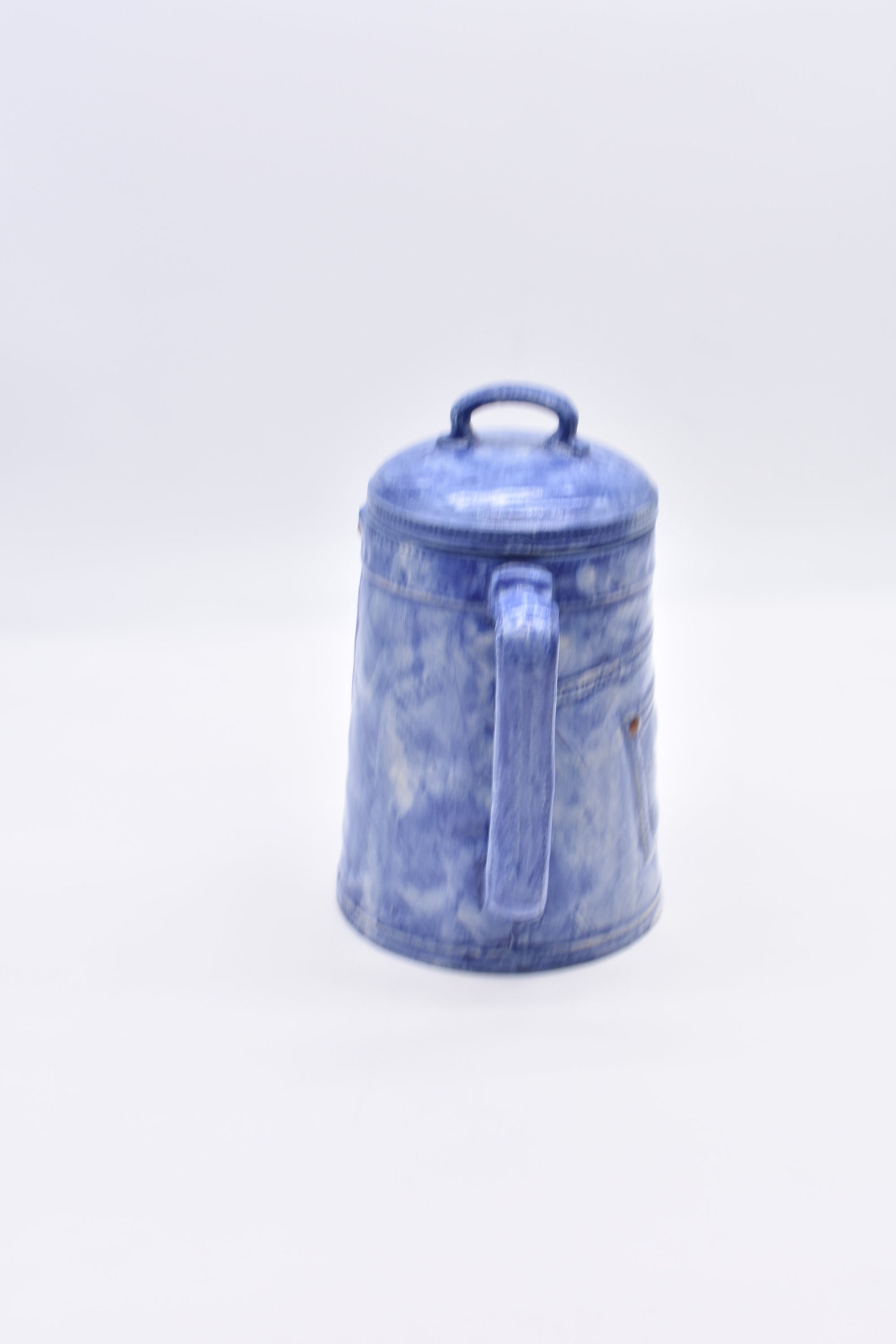 Denim Ceramic Pitcher With Lid, Hand Painted Floral Vase, Blue Jean ...