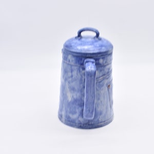 Denim Ceramic Pitcher With Lid, Hand Painted Floral Vase, Blue Jean ...