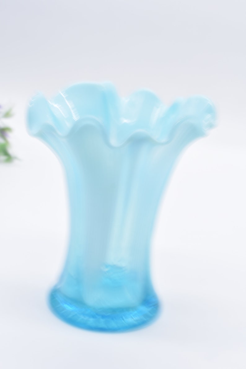 Aqua Blue Glass Vase, Turquoise Blue Art Glass Vase, Collectible ...