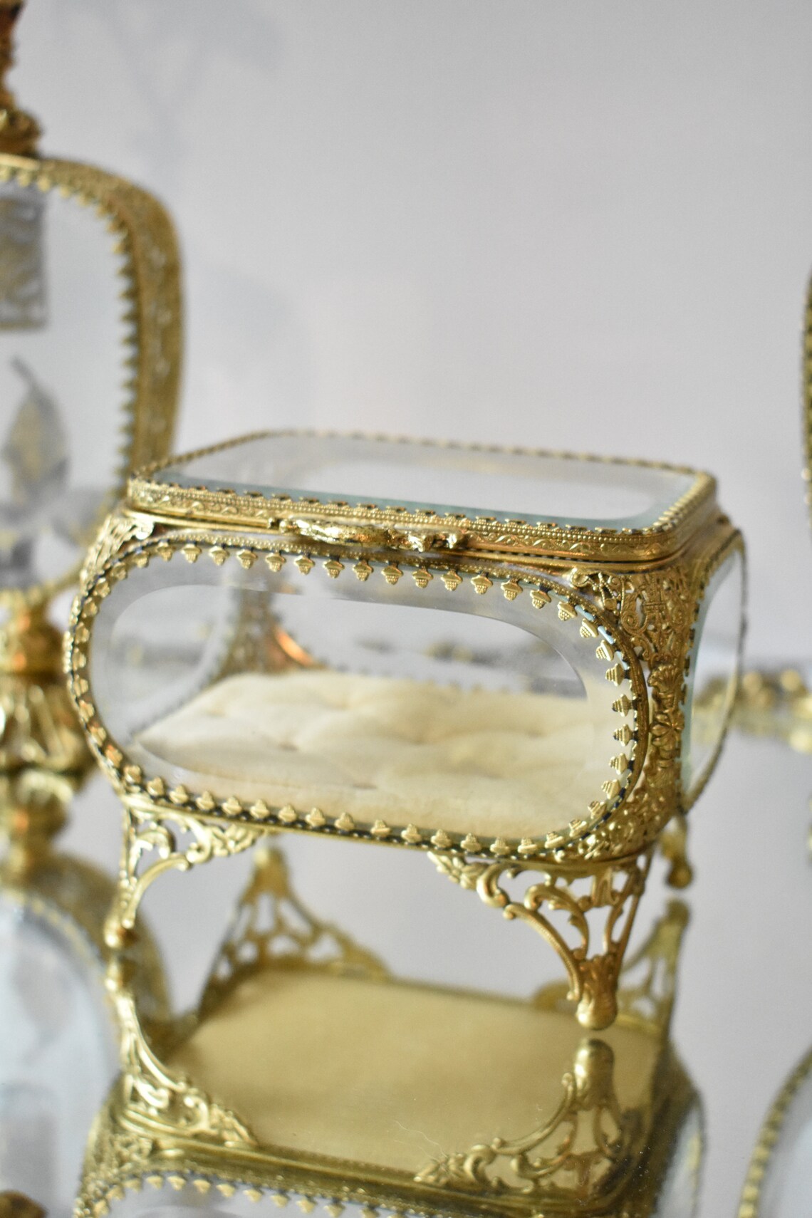 Vintage Gold Tone Filigree Dresser Set Four-piece Vanity Set - Etsy