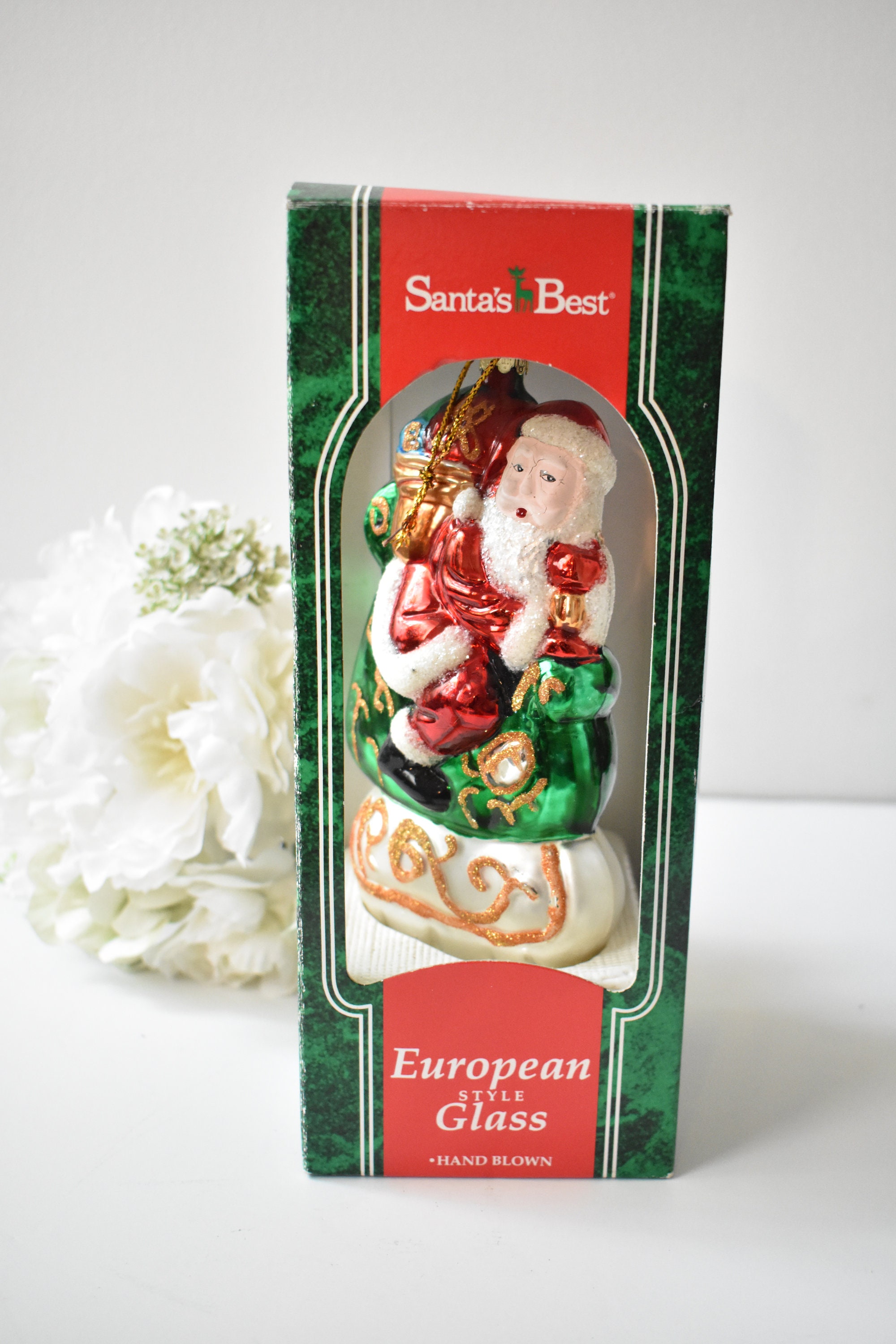 Vintage Santa Claus Glass Christmas Ornament, Santa’s Best Ornament ...