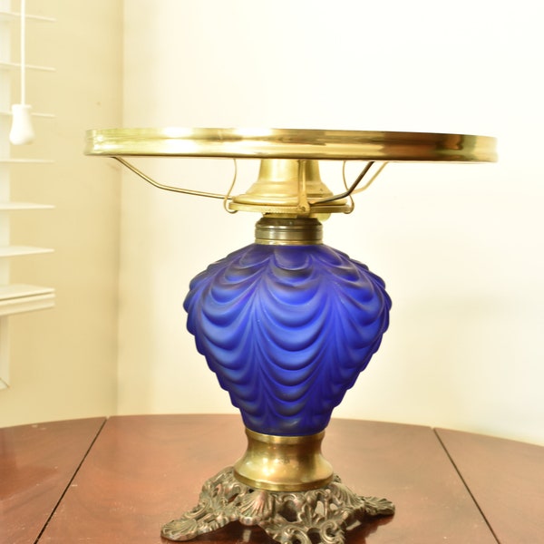 Antique Cobalt Blue Oil Lamp - Etsy