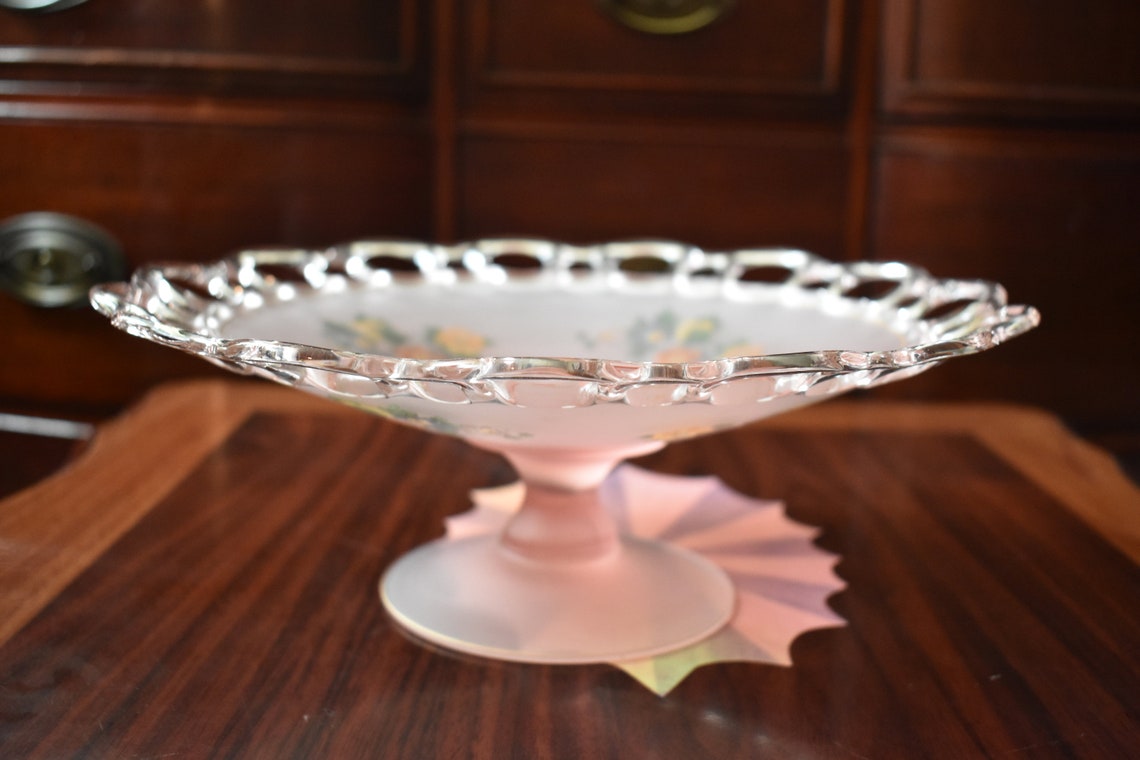 Vintage Style Pink Pedestal Cake Stand 11", Pedestal Cake, Plate Stand ...