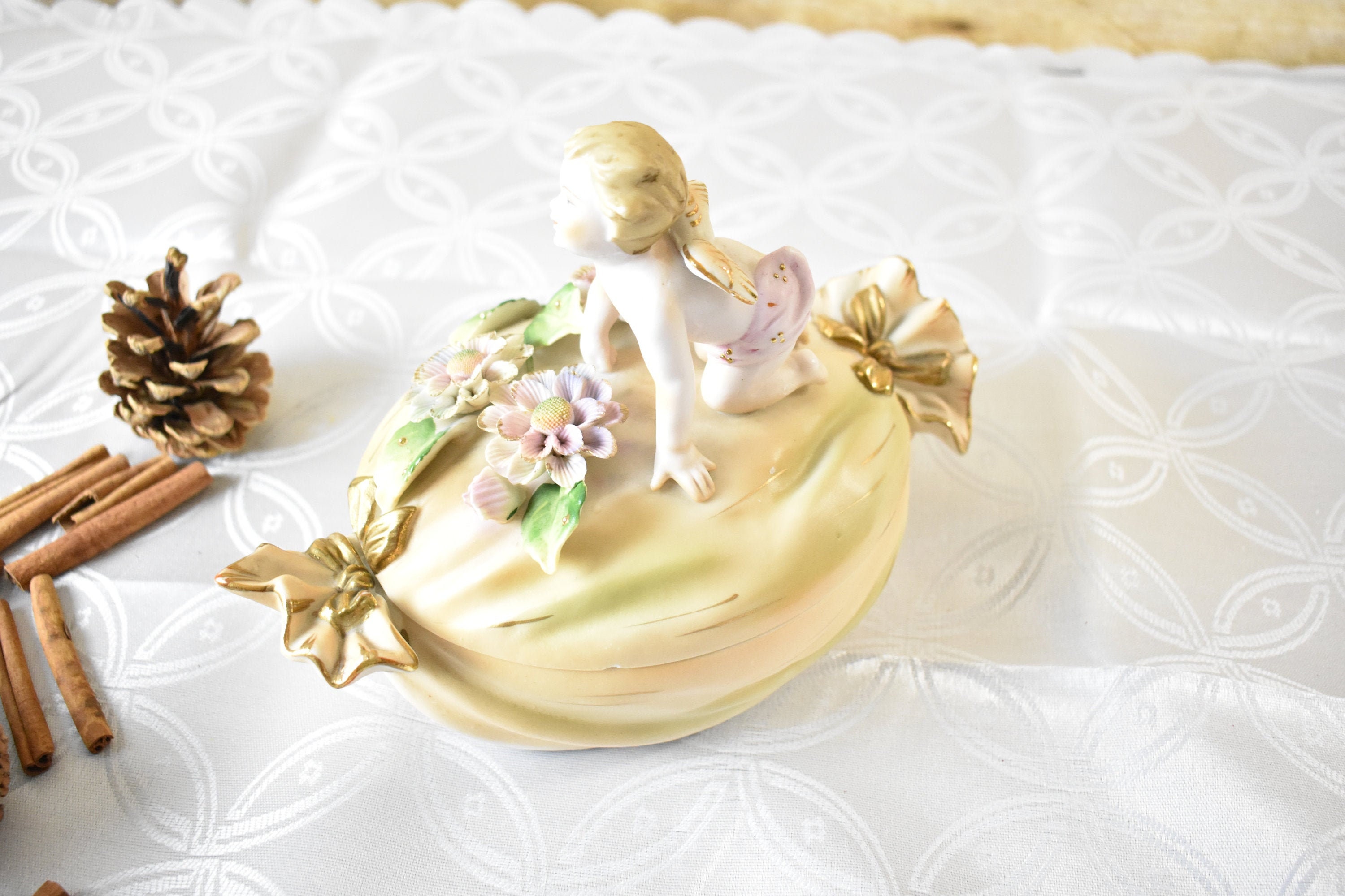 Angel Box Rare Japan Moriyama Porcelain Box Moriyama Trinket - Etsy